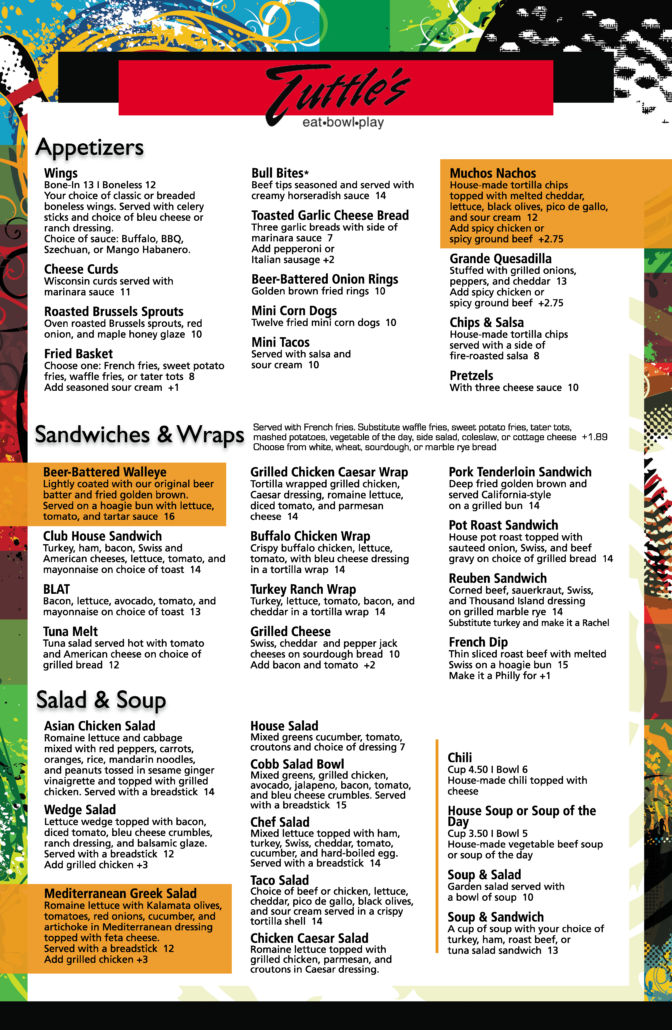 Menu - Tuttle's Eat Bowl Play