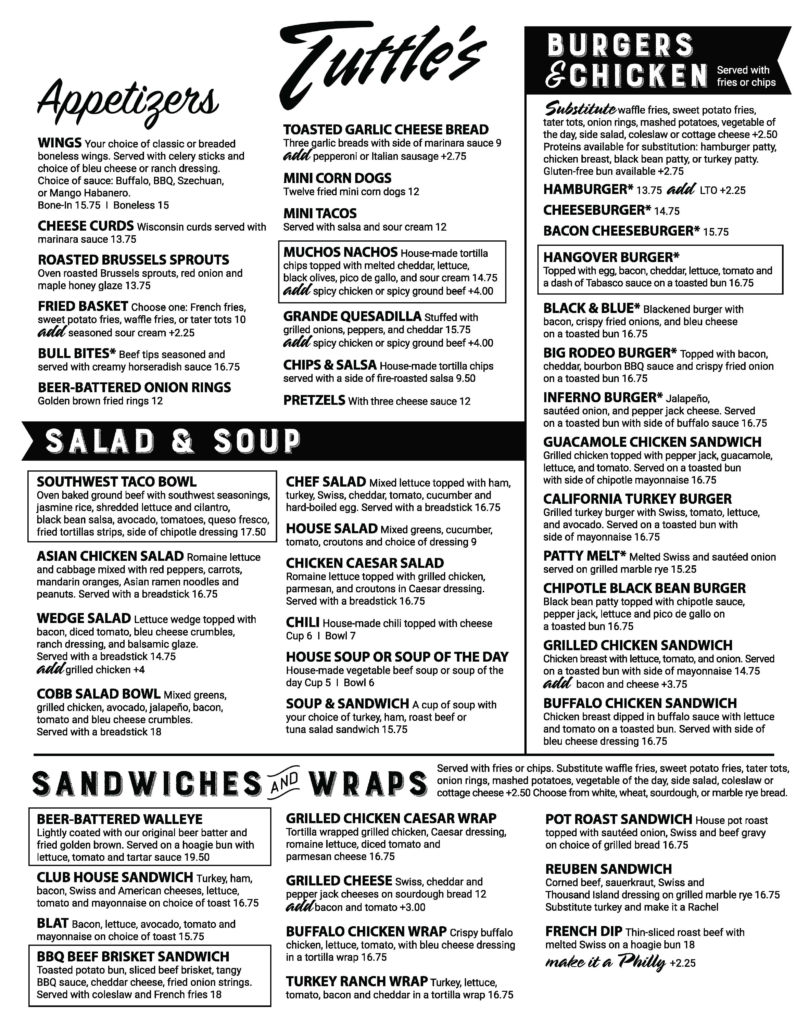 Menu - Tuttle's Eat Bowl Play